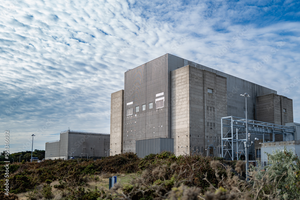 De-commissioned nuclear power generation plant showing is concrete ...