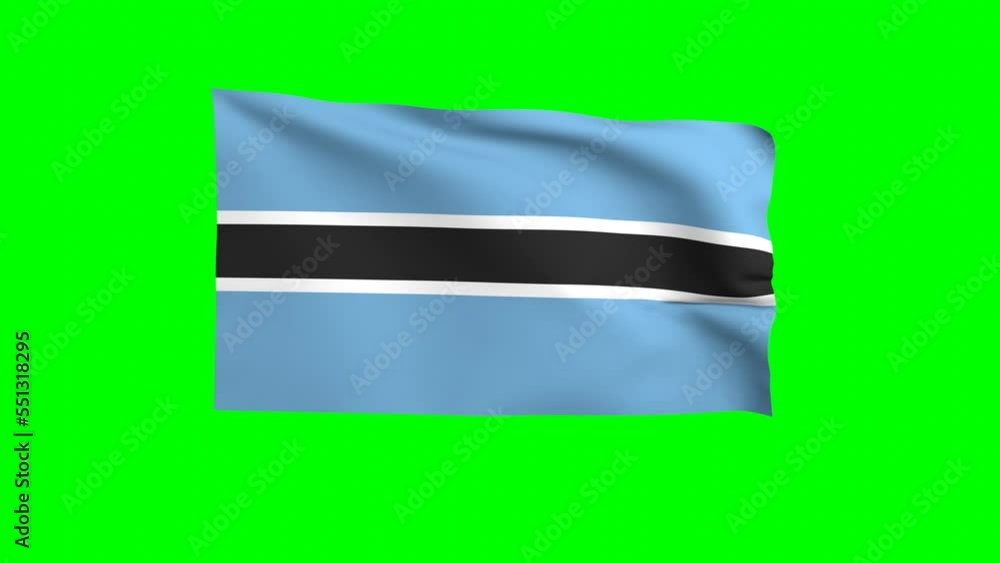 Botswana waving flag 3D animation on a green background. South ...