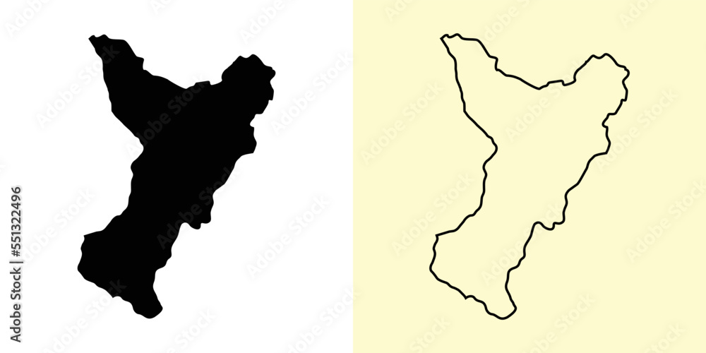Gorkha map, Nepal, Asia. Filled and outline map designs. Vector ...