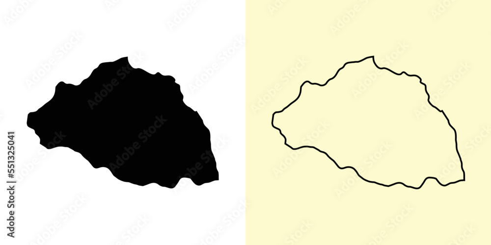 Manang map, Nepal, Asia. Filled and outline map designs. Vector ...