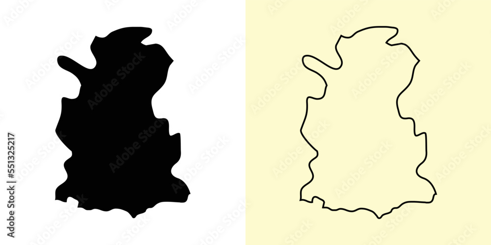 Matara map, Sri Lanka, Asia. Filled and outline map designs. Vector ...