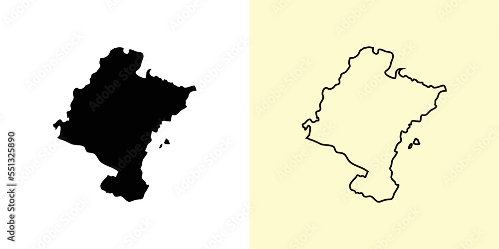 Navarra map, Spain, Europe. Filled and outline map designs. Vector illustration Stock Vector ...