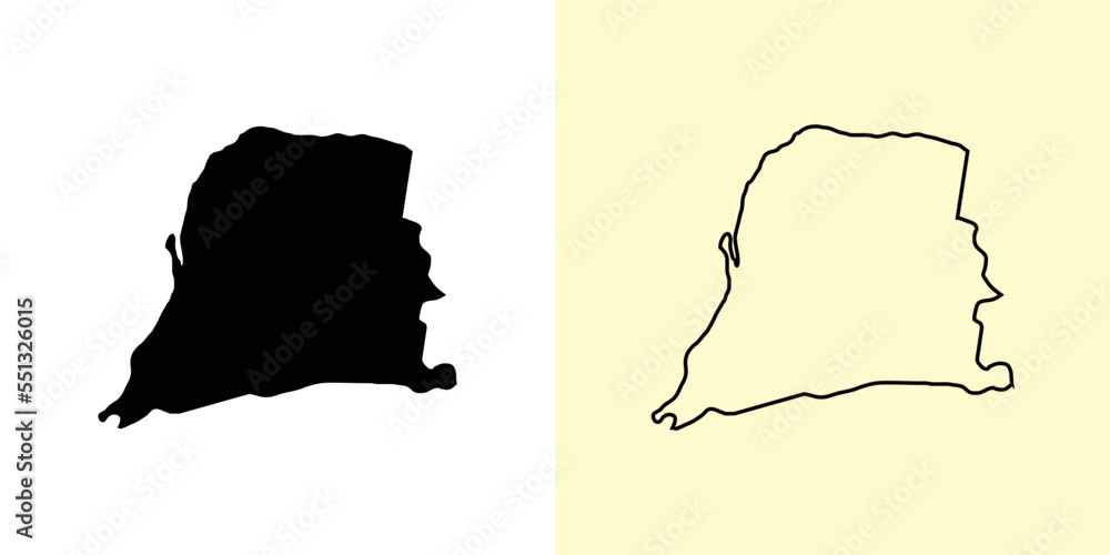 Nickerie map, Suriname, Americas. Filled and outline map designs ...