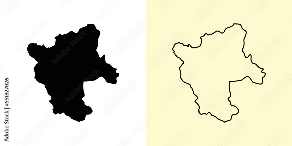 Pec map, Serbia, Europe. Filled and outline map designs. Vector ...