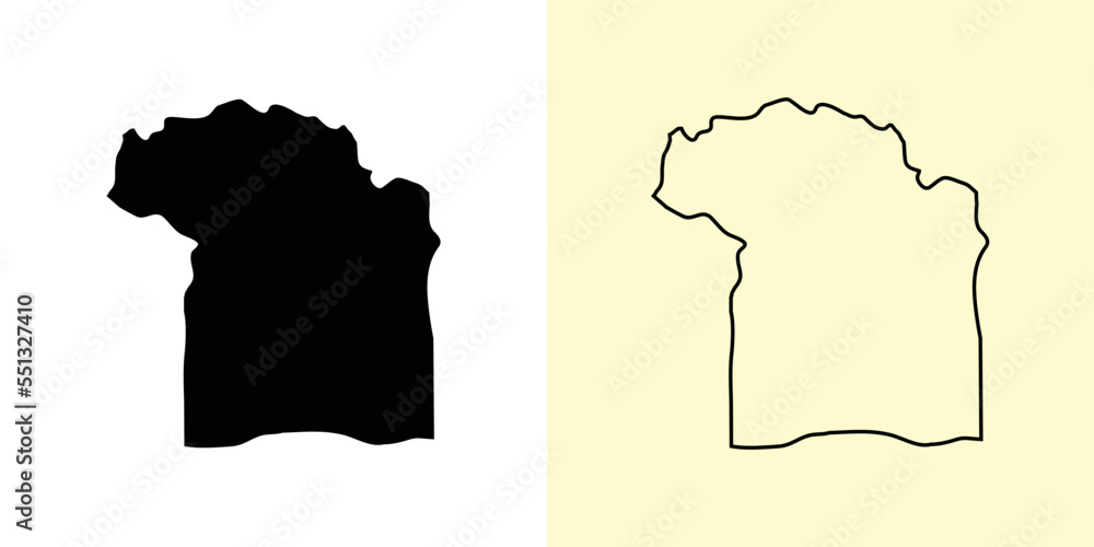 Princes Town map, Trinidad and Tobago, Americas. Filled and outline map ...