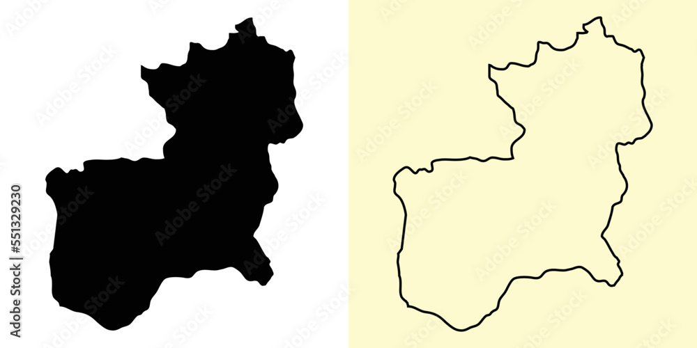 Stung Treng map, Cambodia, Asia. Filled and outline map designs. Vector ...