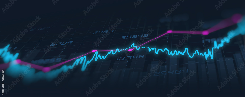 Financial graph with up trend line candlestick chart in stock market on ...