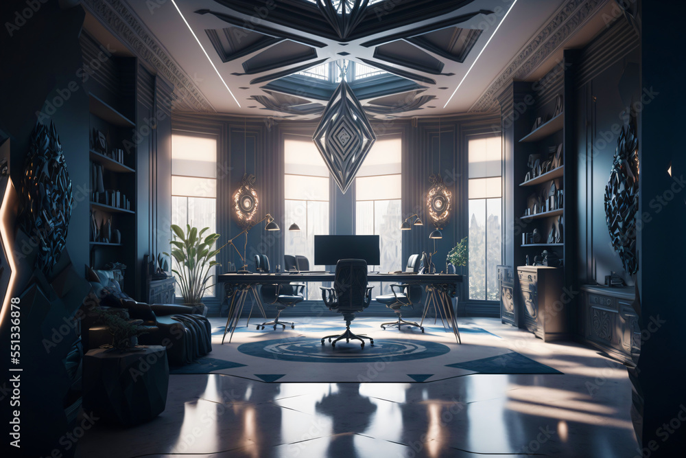 modern luxurious office interior, futuristic architecture design ...