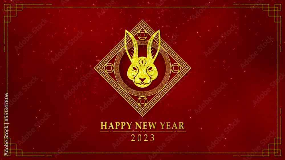 Vidéo Stock Motion graphic of Golden rabbit logo with chinese new year ...