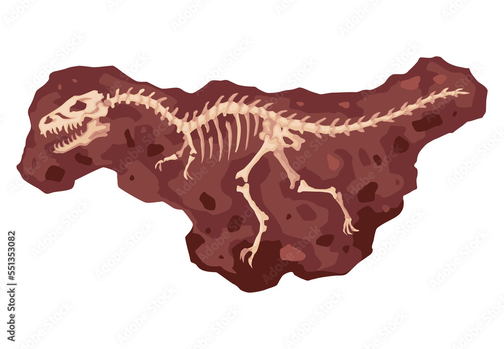 Dinosaur skeleton bone, fossil excavation of archeology isolated ...