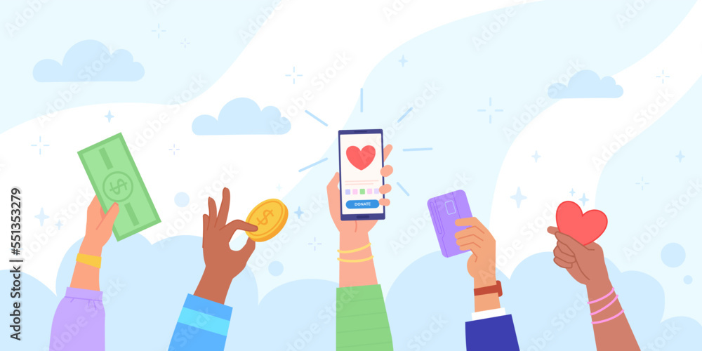 Charitable mobile donation. Online phone app charity, food and money ...