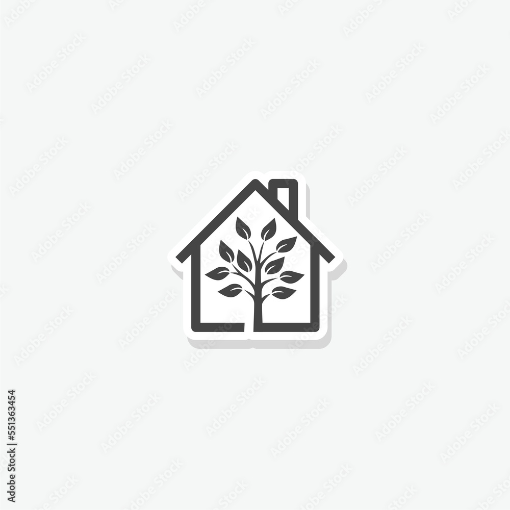 House with tree logo sticker isolated on white Stock Illustration ...