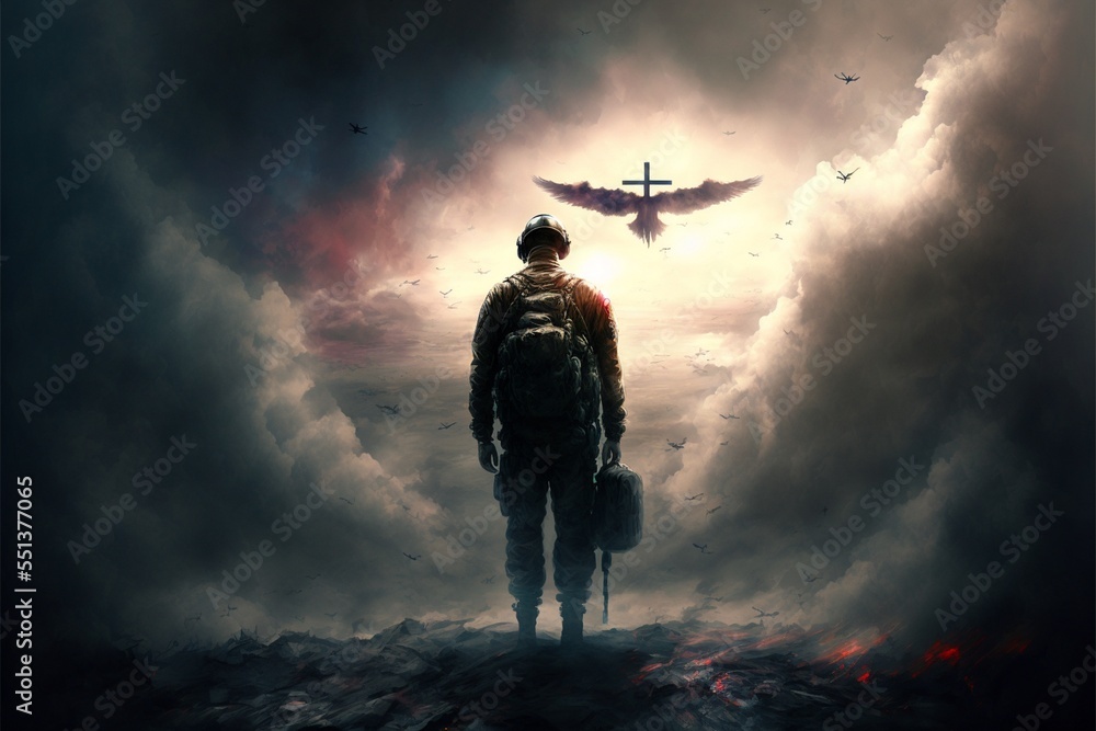 God is watching from above. Stock Illustration | Adobe Stock