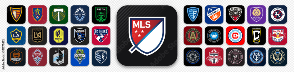 Social network embleme icon logo, MLS Major League Soccer team, Vector ...