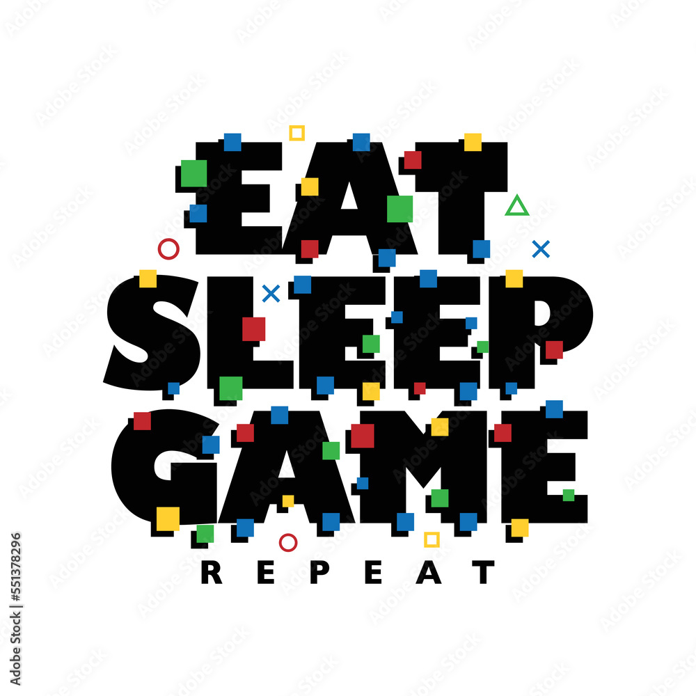 Video and computer games gamer, player concept text and colorful pixel ...