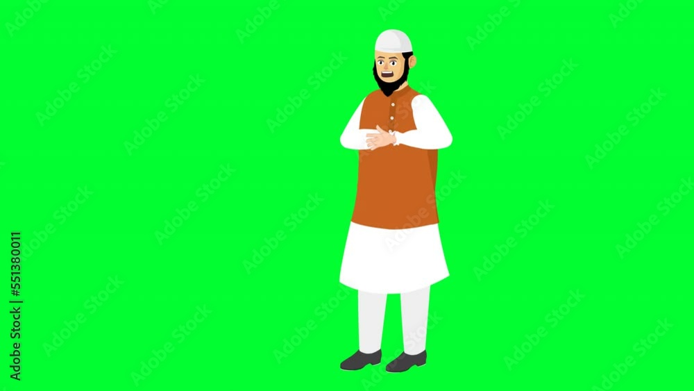 Muslim Prayer Movements on Green screen. Ruku sajdah Praying Cartoon ...