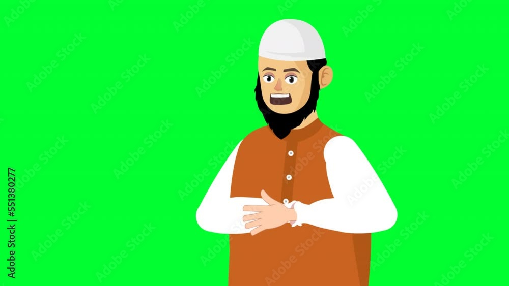 Muslim Prayer Movements on Green screen. Ruku sajdah Praying Cartoon ...