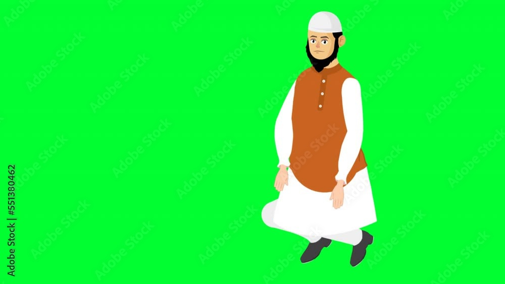 Muslim Prayer Movements on Green screen. Ruku sajdah Praying Cartoon ...