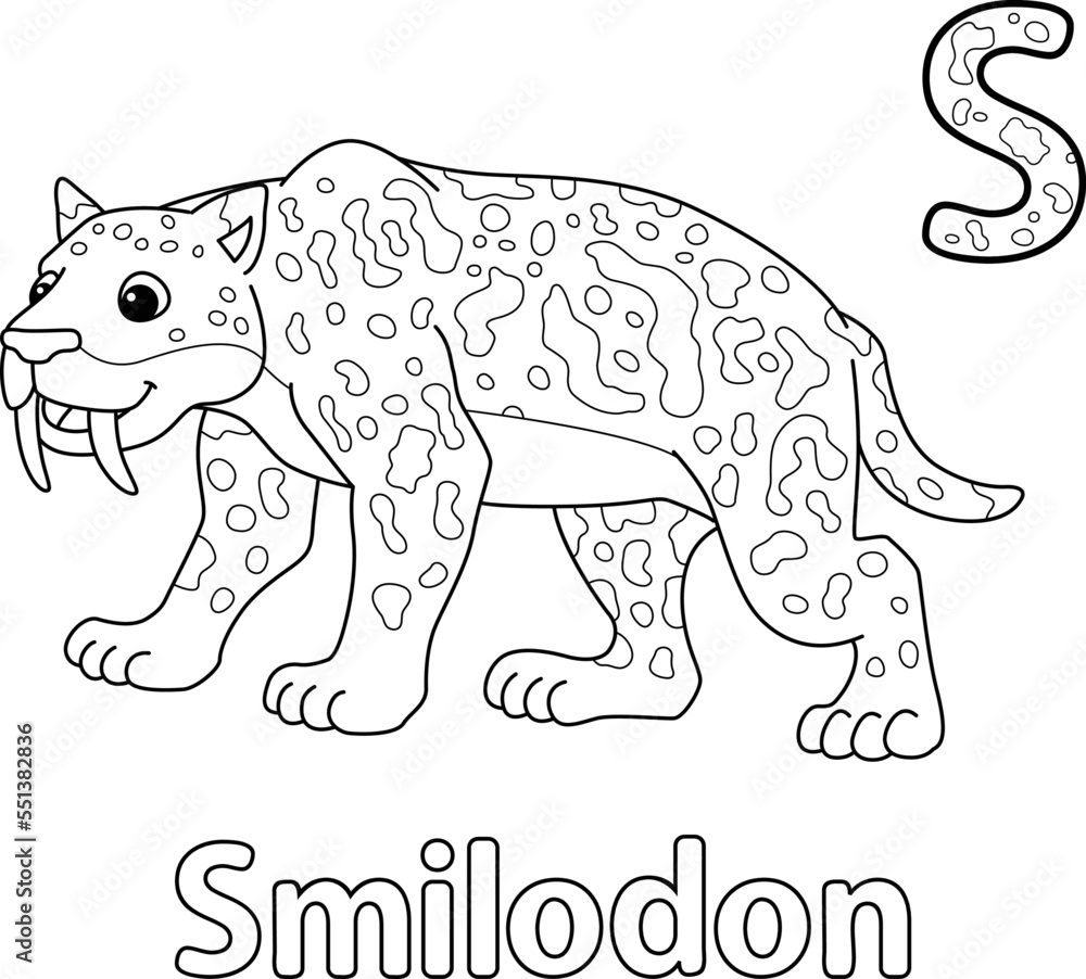 Smilodon Animal Alphabet ABC Isolated Coloring S Stock Vector | Adobe Stock