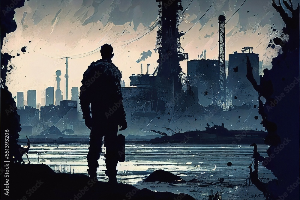Destroyed city, destruction, end of the world, ruins cityscape future ...