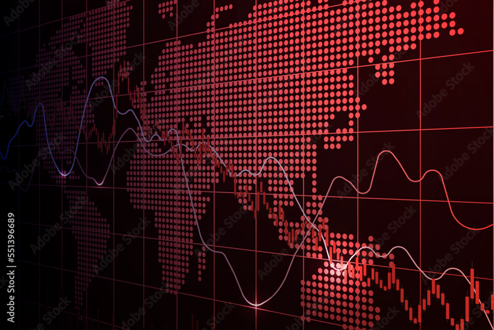 Candlestick chart, line graph and bar chart. World stock market index fall. Stock Vector | Adobe ...