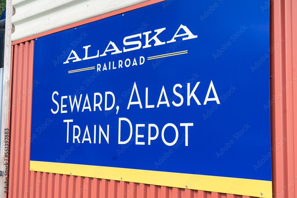 Alaska Railroad Seward Train Station Sign Stock Photo | Adobe Stock