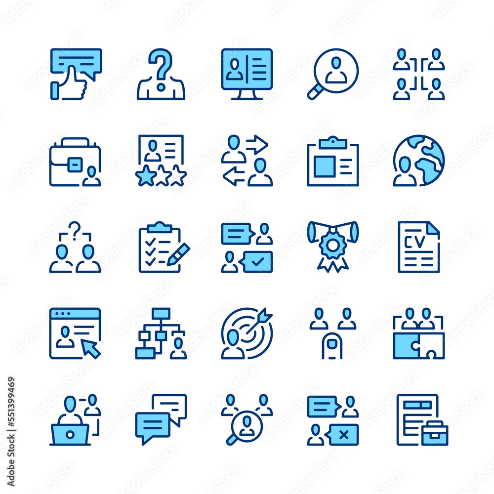 Human resources line icons. Blue color. Vector line icons set Stock ... Human resources line icons. Blue color. Vector line icons set Stock ...