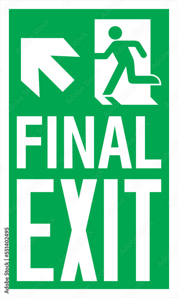 Emergency Escape Evacuation Sign Marking ISO Standard Final Exit Up ...