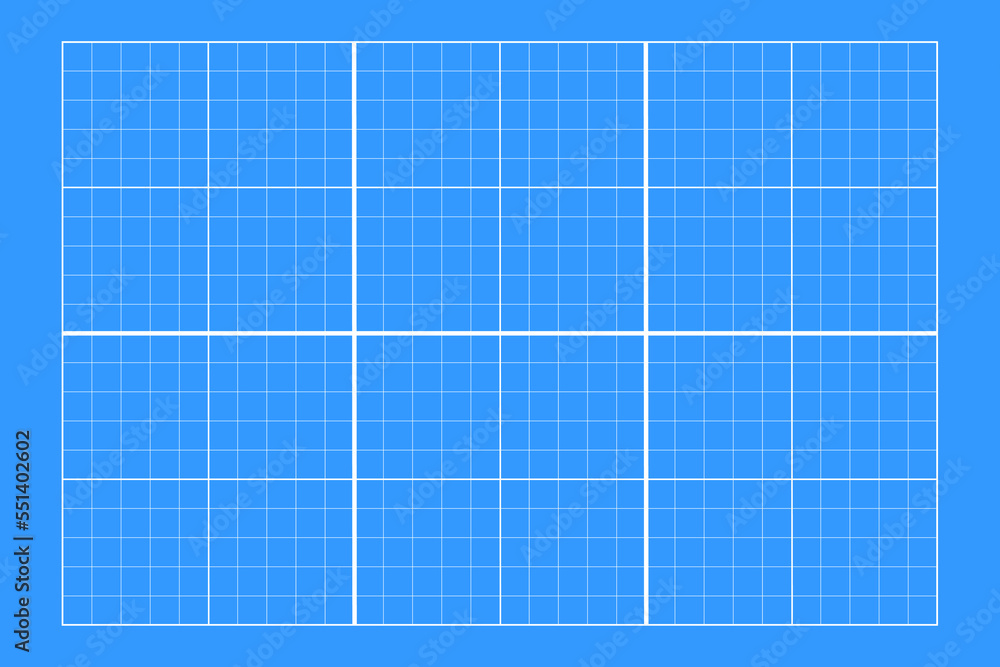 White grid on blue background. Blueprint design. Checkered blank ...