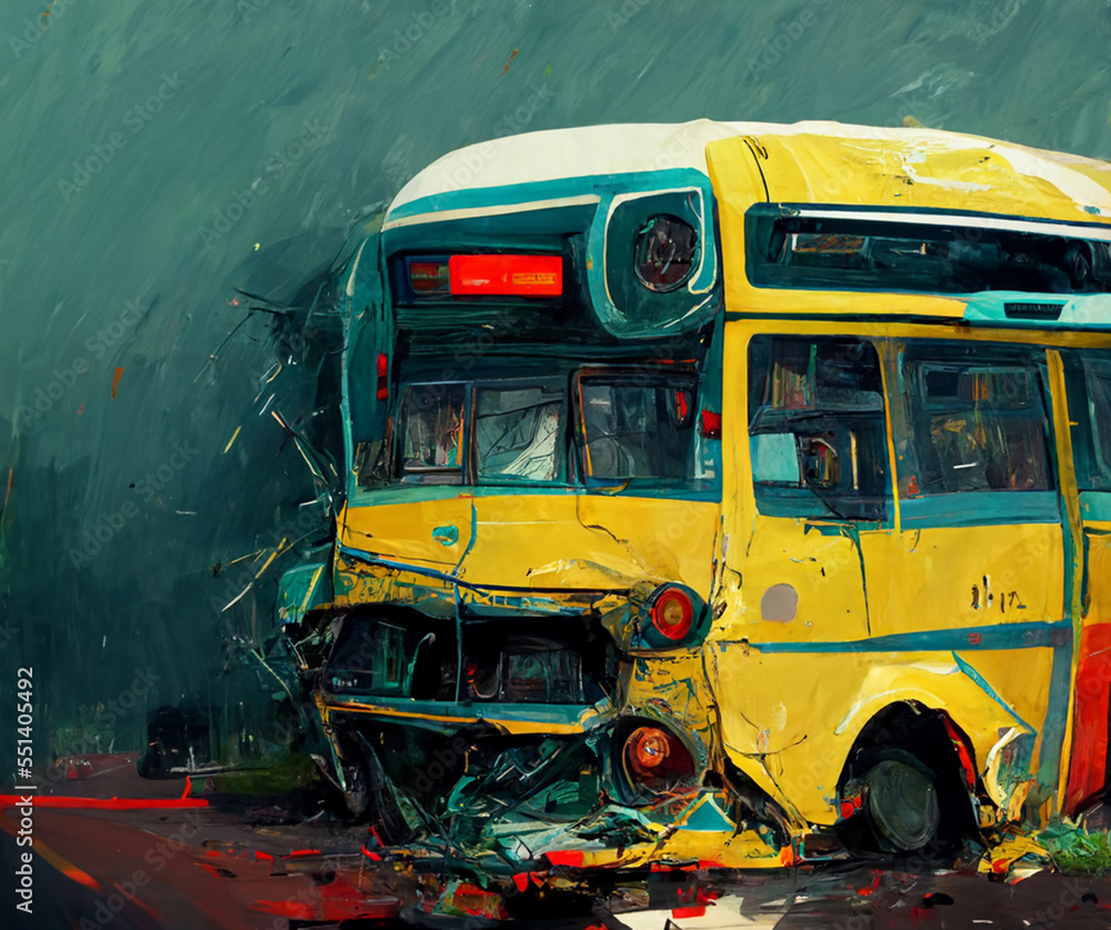 Road accident, accident with a passenger city bus, the bus crashed into ...