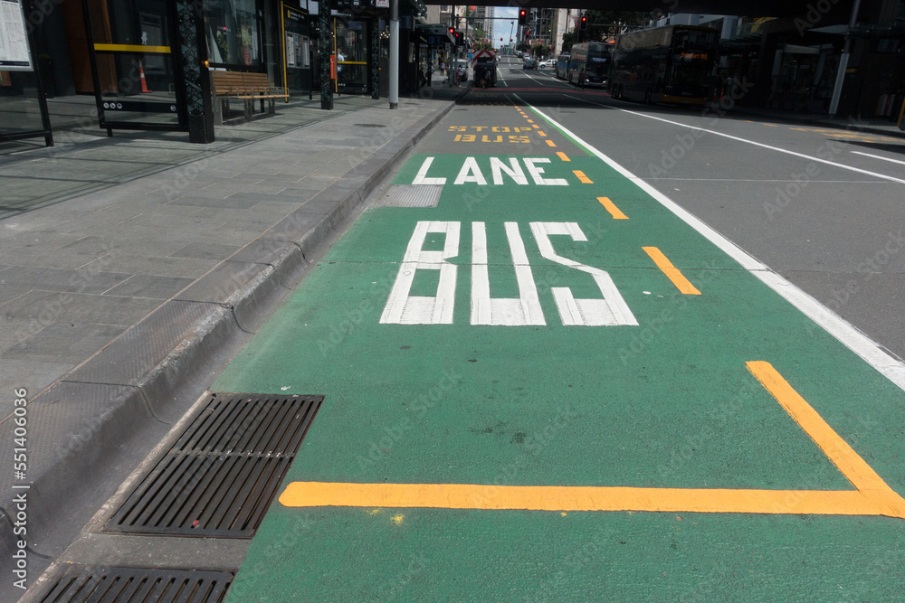 Bus Lane and Bus Stop have been painted on a city centre road to mark ...