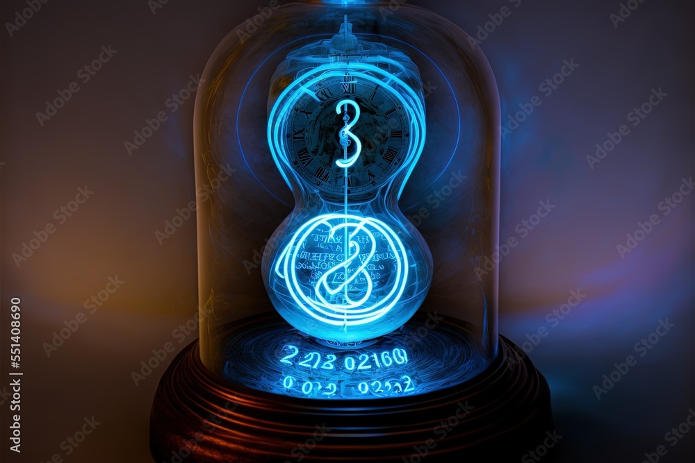 Fingerprint-activated time machine displaying the year 2023 in blue ...