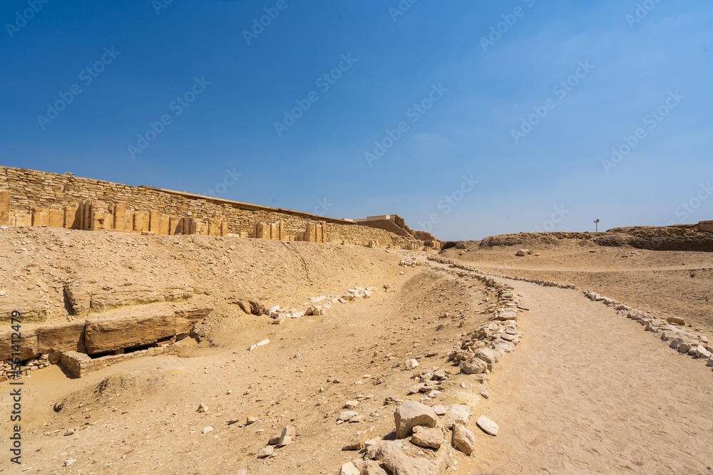 Step pyramid of Djoser funerary complex (necropolis) in Saqqara, Egypt. Travel and history ...