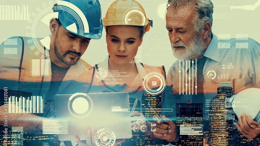 Future building construction and inventive engineering project concept ...