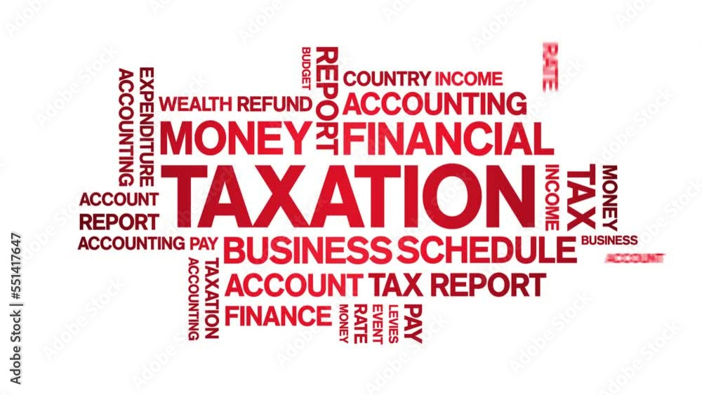 Taxation animated tag word cloud;text design animation kinetic ...