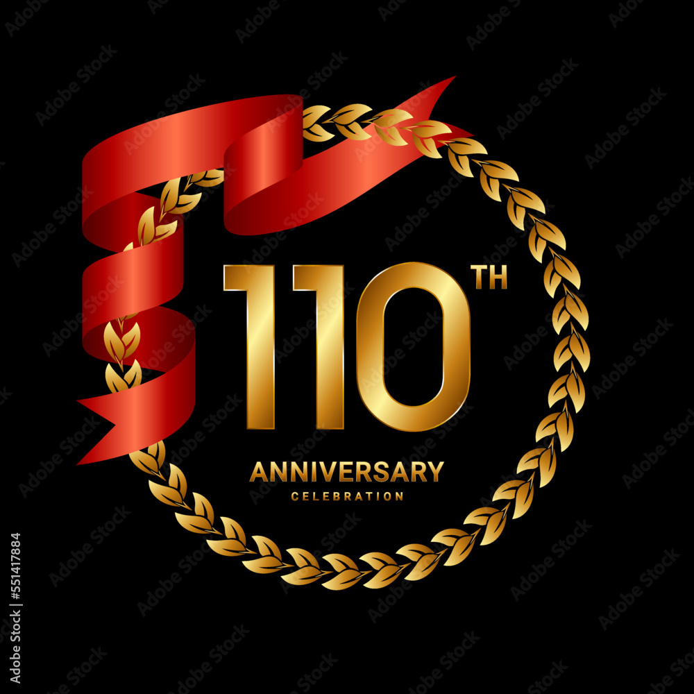 110th Anniversary Celebration. Anniversary Logo Design with Laurel ...