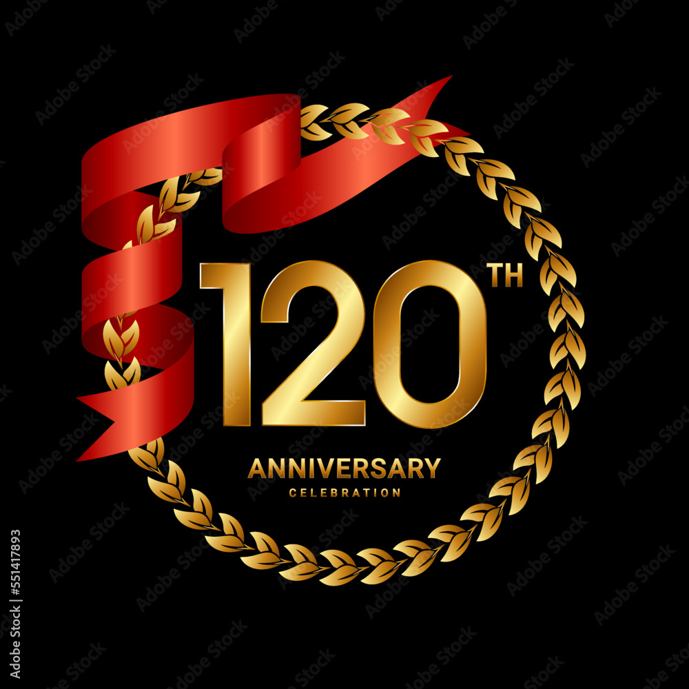 120th Anniversary Celebration. Anniversary Logo Design with Laurel ...