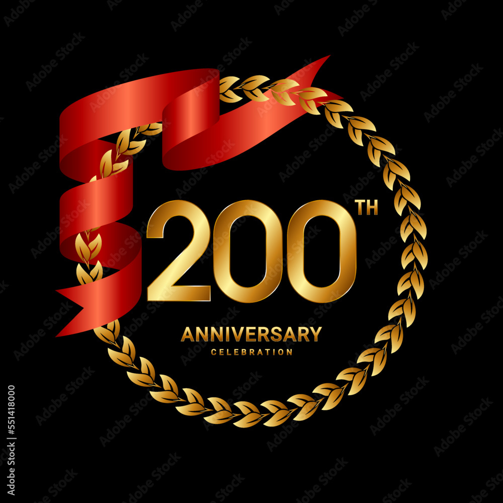 200th Anniversary Celebration. Anniversary Logo Design with Laurel ...