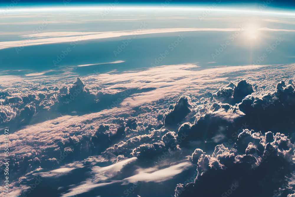 Splendid background cloudscape above the earth's atmosphere in the ...