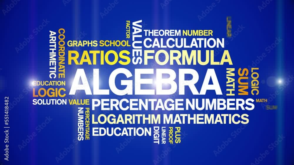 Algebra animated tag word cloud;text design animation kinetic ...