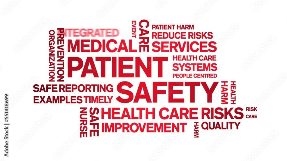 Patient Safety animated tag word cloud;text design animation kinetic ...