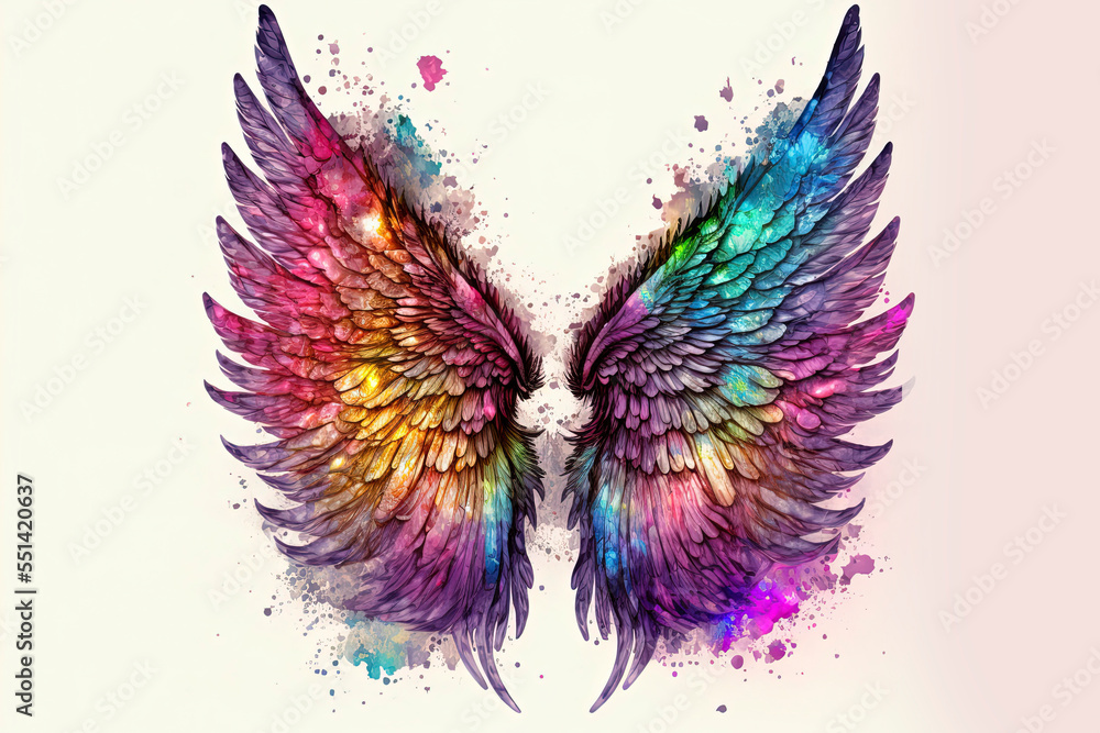Beautiful magic watercolor wings Stock Illustration | Adobe Stock