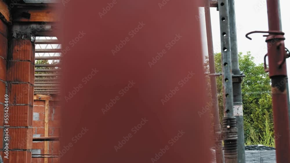 Red Brick Detached House Construction Site with Ceiling Formwork ...