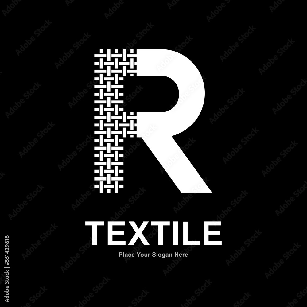 Letter R textile pattern and sewing logo vector template. Suitable for ...