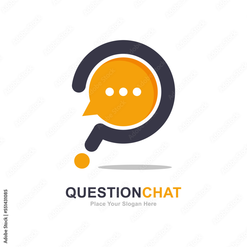 Vetor de Question chat vector logo template. Suitable for business ...