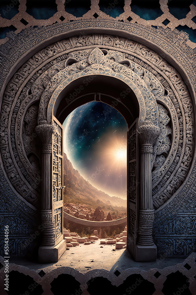 AI generated of a portal opening in ancient Indian enabling travel to ...