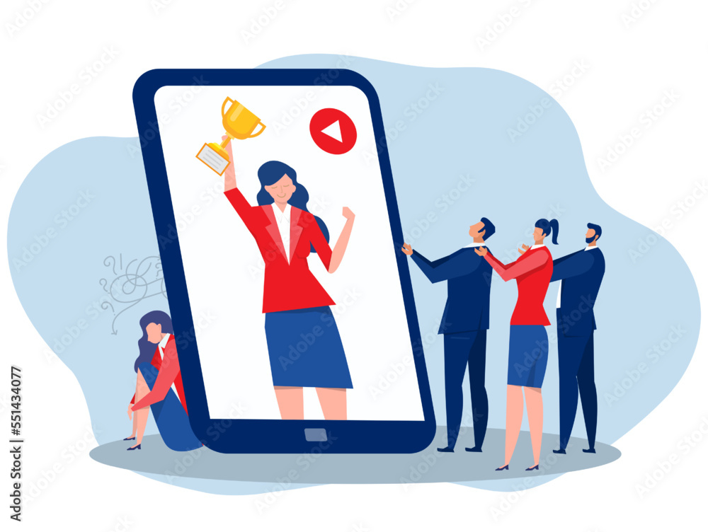 Imposter syndrome.woman standing on number one imposter syndrome woman ...