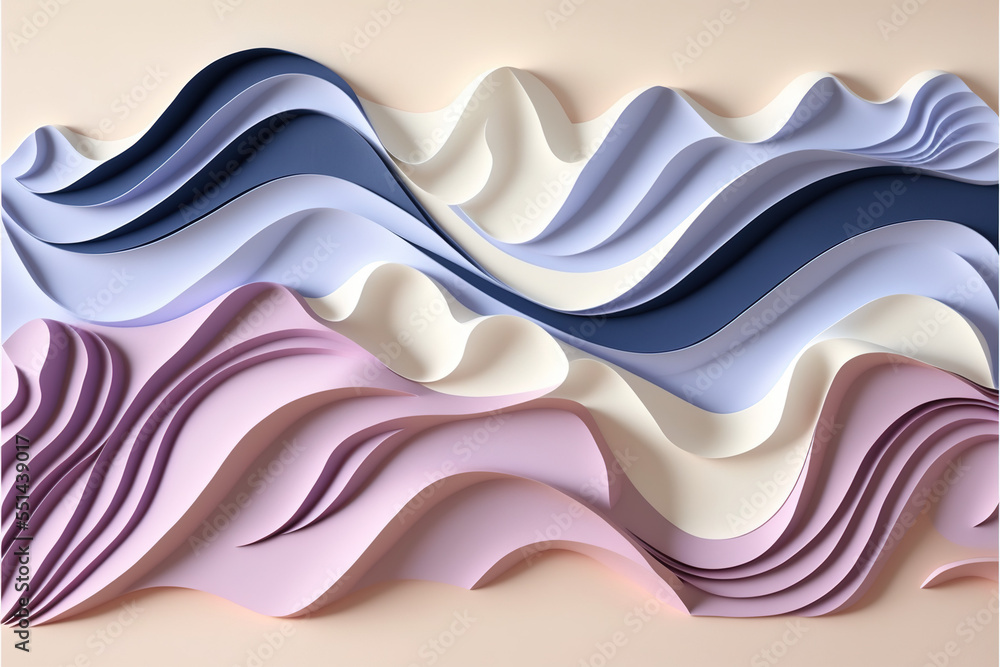 interlocking purple, blue white violet and pink swirls, paper craft ...