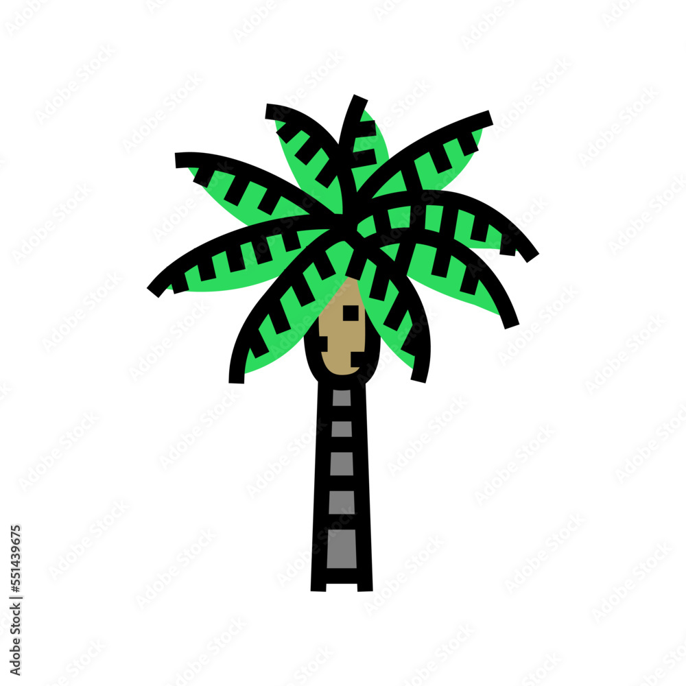 queen palm tree color icon vector. queen palm tree sign. isolated ...