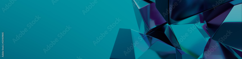 Contemporary Tech Banner, with Slick Glass Shapes. Vibrant, Turquoise ...